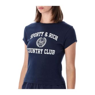Sporty & Rich T-shirt graphique Country Club - Femme - Tops - Bleu - Taille: 42 FR