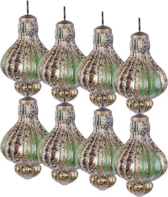 Beliani Weihnachtskugel 8er Set BRILLANT Glas Grün