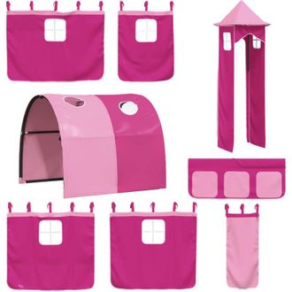 vidaXL Vorh&auml;nge f&uuml;r Hochbett mit Tunnel und Turm Rosa Vidaxl