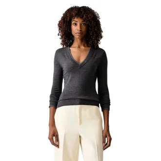 Guess Pull Col V Priscilla - Femme - Pulls - Gris - Taille: 38 FR