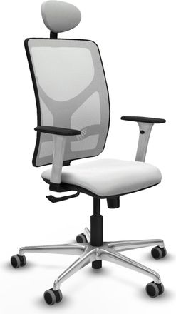 Piqueras y Crespo Moderner wei&szlig;er Schreibtischstuhl mit wei&szlig;en und schwarzen Armlehnen, h&ouml;henverstellbare Lendenwirbelst&uuml;tze und festes Kopfteil, Wei&szlig;/Wei&szlig;