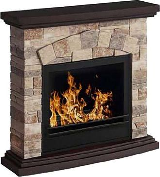 Dmora Bioethanol-Kamin Ailoche, &Ouml;kologischer Kamin, Rauchfreies Feuer, Heizung mit Ethanol, Made in Italy, 93x28 h85 cm, Beige - Dmora