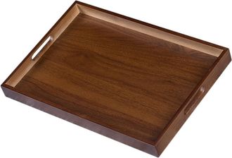 Angoily Holztablett mit Griffen 38x26cm Rechteckiges Tablett aus Robustem Holz f&uuml;r Fr&uuml;hst&uuml;ck Dessert und Teestunde Vielseitiges Ablage und Serviertablett f&uuml;r 