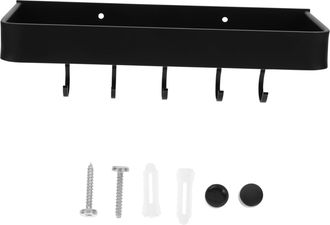 Amosfun Badezimmer Wandregal ohne Bohren Schwebendes Aufbewahrungsregal mit Breiter Ablage und Haken Rostfrei Einfache Stabiles Design für Bad und Haushalt