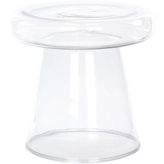 Beliani Table dAppoint Ronde en Verre Teint&eacute; Transparent 39 cm Diam&egrave;tre Moderne Caldera