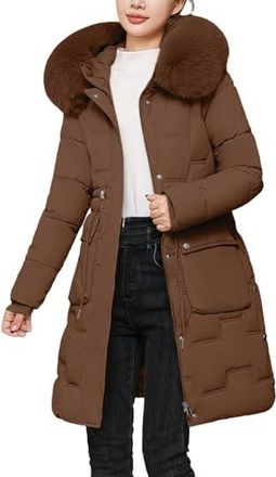Generic Manteaux dhiver pour femme Grande taille UK Veste doublée en polaire épaisse avec fermeture éclair intégrale Parka élégante avec capuche duveteuse Man