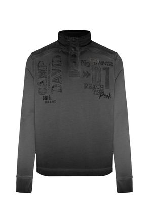 Camp David Herren Troyer-Sweatshirt mit Strick-Details und Artworks Black, XXXL