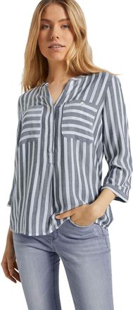 Tom Tailor Damen Bluse mit Streifen & Brusttaschen, 26940 - Offwhite Navy Vertical Stripe, 40