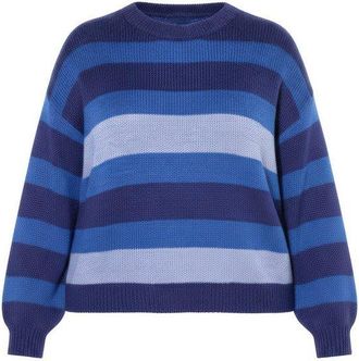 Angel Of Style Strickpullover Pullover Loose Fit Blockstreifen Ballon-Langarm