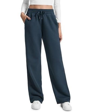 CRZ YOGA Femme Pantalon de Surv&ecirc;tement Quotidien Doublure en Coton et Polaire Chaud Doux Jambes Droites avec Poches Bleu Encre 42