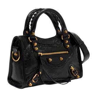 Balenciaga Womens Le City Mini Top Handle Bag Black Lambskin