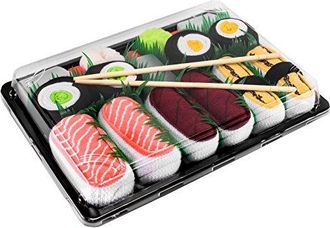 Rainbow Socks Femmes Hommes - Sushi Chaussettes Saumon Tamago Thon 2x Maki - 5 Paires - Taille UE 36-40