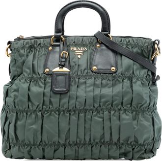 Prada 2010-2025 Tessuto Gaufre Tote satchel - Gr&uuml;n