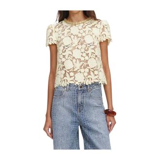 Self Portrait Femme, Blouses et Chemises, Jaune, Taille: 36 FR Lace Top