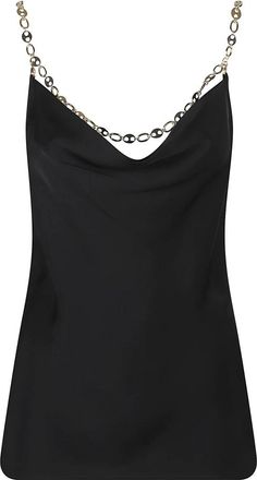 Paco Rabanne Femme, Tops, Noir, Taille: 36 FR Cowl Neck Satin Tank Top