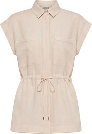 PESERICO Femme, Blouses et Chemises, Beige, Taille: 36 FR Chemisier en lin