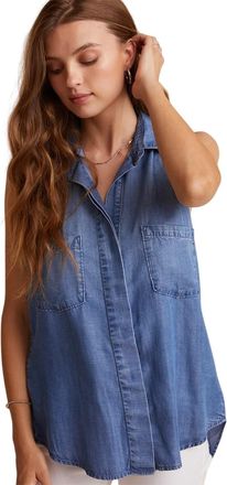 Bella Dahl Hemd f&uuml;r Damen, Schlitz im R&uuml;cken, Denim, &Auml;rmellos (Blau)