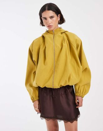 Asos Bomber de sport en modal avec capuche et fermeture &eacute;clair - Tabac-Marron