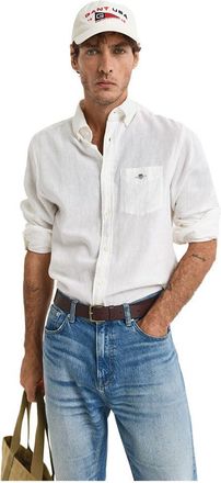 GANT Herren REG Cotton Linen Shirt Hemd, White, XXL