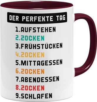 OM3 Zocker Gamer Tasse Video Gaming Perfekter Tag Gamingtasse | Keramik Becher | 11oz 325ml | Beidseitig Bedruckt | Bordeaux