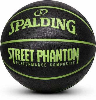 Spalding Highlight Basketball f&uuml;r drinnen und drau&szlig;en, gummiert, 74,9 cm, Schwarz / Gr&uuml;n