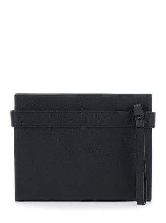 Ferragamo Mens Clutch Black Leather Calf Bags