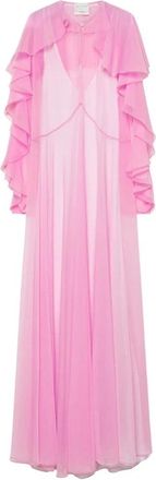 Forte_Forte Femme, Robes, Rose, Taille: 40 FR Abito Volants Contemporary Chiffon