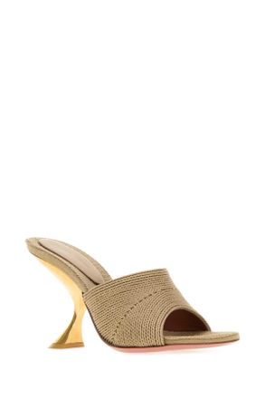 Amina Muaddi Womens Taylor Mule Beige Fabric Sandal