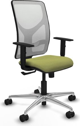 Piqueras y Crespo Gr&uuml;ner Drehstuhl mit 1D-Armlehnen, h&ouml;henverstellbare Lendenwirbelst&uuml;tze, ausgestattet mit 3 Positionen und Schneideschaum, mit 65 mm Nylon-Rollen, Wei