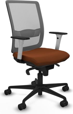 Piqueras y Crespo B&uuml;rostuhl mit wei&szlig;en und schwarzen Armlehnen, h&ouml;henverstellbare Lendenwirbelst&uuml;tze, mit 5 Positionen und injiziertem Schaumstoff, Grau/Braun