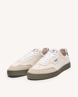 Faguo Baskets cuir et su&egrave;de &eacute;cru et noir - LUMBO