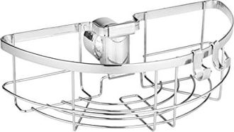 WENKO Duschstangen-Caddy Mod. Floresta Rund, Duschablage aus verchromtem Edelstahl, Montage ohne Schrauben und Bohren, f&uuml;r alle g&auml;ngigen Duschstangen, 26 x 