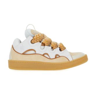 Lanvin Homme, Chaussures, Blanc, Taille: 42 EU Curb Leather Baskets