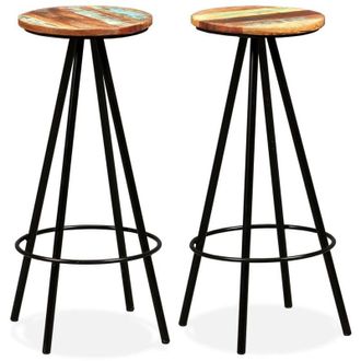vidaXL Vidaxl - Tabourets de bar lot de 2 bois massif de r&eacute;cup&eacute;ration