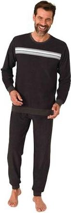 Normann Pyjama long en tissu éponge pour homme avec poignets au look élégant - également en grandes tailles, anthracite, 52