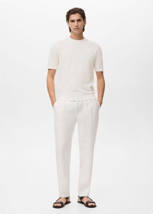 Mango Strick-T-Shirt aus 100 % Baumwolle cremeweiß - Herren - XXL - MANGO MAN