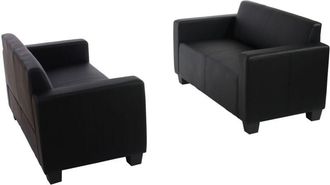 Hhg Sofa-Garnitur Couch-Garnitur 2x 2er Sofa Moncalieri Kunstleder schwarz
