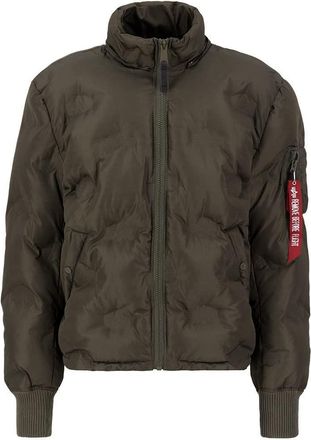 Alpha Industries Herren Hooded Logo Puffer Winterjacke, Dark Olive, XL