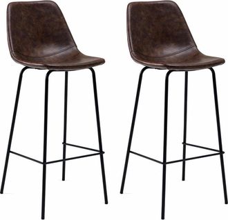 Happy Garden Happy Garden - Lot de 2 tabourets de bar vintage lucien marron - Hauteur dassise 75cm