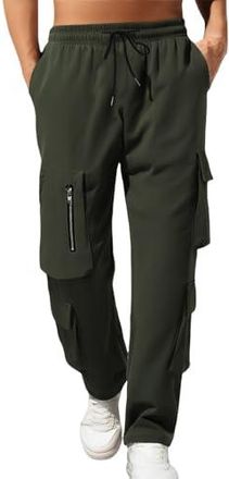 Generic Pantalon cargo pour homme, coupe droite, pantalon de surv&ecirc;tement d&eacute;contract&eacute;, cordon de serrage, taille &eacute;lastique, pantalon de surv&ecirc;tement pour homme,