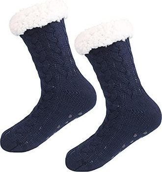 Generic Chaussettes dhiver douces doubl&eacute;es en polaire pour femme, chaussettes thermiques &eacute;paisses et pelucheuses, chaussettes dint&eacute;rieur chaudes et confortabl