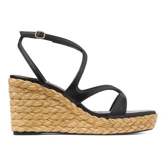 Jimmy Choo London Schwarze Keilsandaletten aus Bast mit eckiger Spitze - - Shoes - Damen - Schwarzk - 36 EU