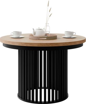 Mirjan24 Ausziehbarer Tisch Kogolo 100, Runder Esszimmertisch f&uuml;r 2-4 Personen, Beine aus Buchenholz, Praktischer Tisch f&uuml;r K&uuml;che, Geeignet f&uuml;r Wohnzimmer (Eic