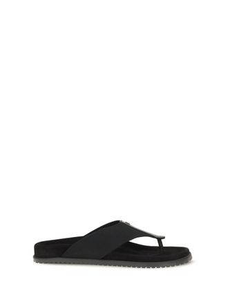 Dolce & Gabbana Logo Thong Leather Sandals - Black