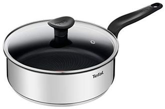 T-fal Primary sauteuse 24 cm + couvercle verre, Garantie 10 ans, Acier inoxydable de premi&egrave;re qualit&eacute;, Rev&ecirc;tement antiadh&eacute;sif sain, Induction E3093204