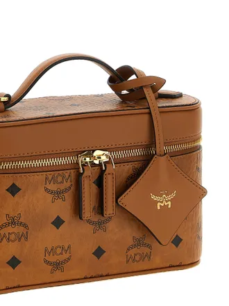 MCM Aren Coated Canvas Top Handle Bag - Cognac