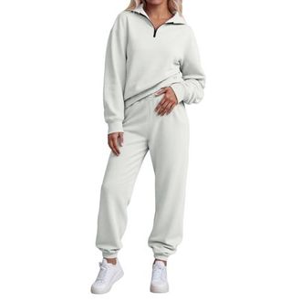 Generic Survetement Femme Ensemble Jogging Zipp&eacute; Femme Ensemble Sport 2 Pi&egrave;ces Sweat &agrave; Capuche Polaire et Pantalon Jogging Tenue de Sport Survetement Hiver Au