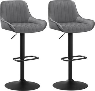 Woltu Tabouret Bar, Lot de 2, Chaise Haute Cuisine, R&eacute;glable en Hauteur, avec Accoudoirs et Dossier, Si&egrave;ge Rembourr&eacute;, pour Il&ocirc;t Central Cuisine, Bar, Restau