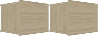 Generic Nachttisch 2 Schubladen Schwebend(1 oder 2 pcs), Nachtschrank, Nachtkommode, Nachtkonsole, Wandschublade, 40x30x30cm, Holzwerkstoff(Wei&szlig;) (Sonoma-Eich