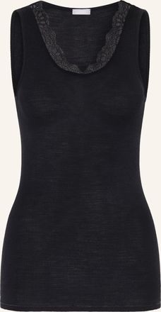 Hanro Top Woolen Lace Mit Merinowolle Und Seide schwarz